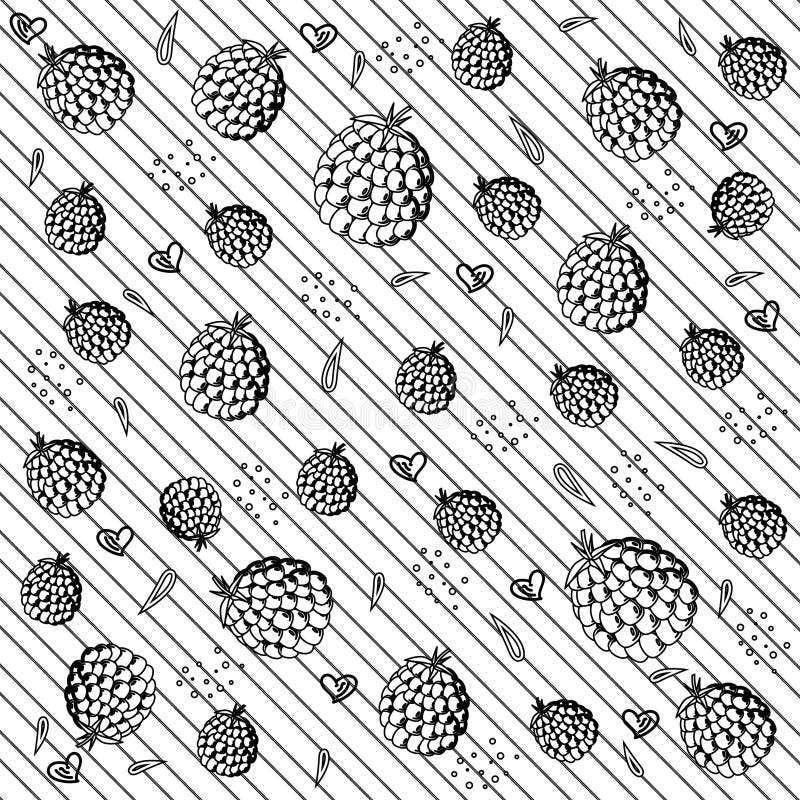 Raspberry Pattern Black White Stock Illustrations – 1,317 Raspberry ...