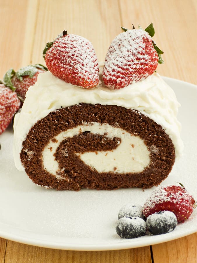 Berry roulade stock photo. Image of homemade, powdered - 19442556