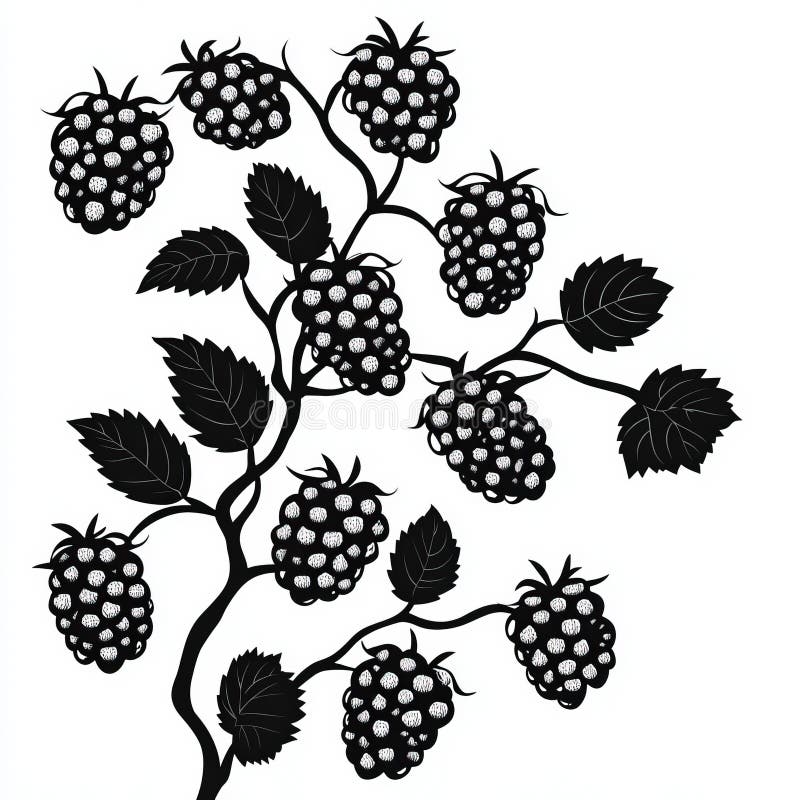 Berry Silhouette , Black and White Illustration Isolated on White ...