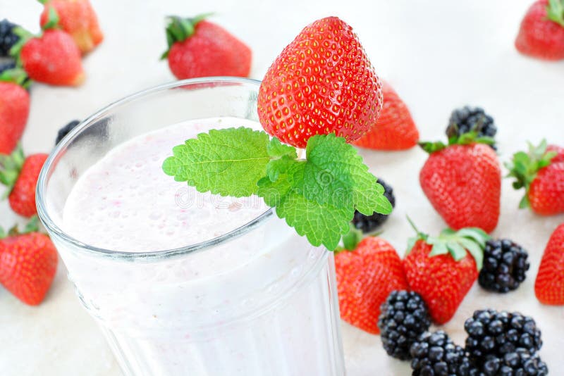 Berry Smoothie or Milkshake Top View. Stock Photo - Image of healthy ...