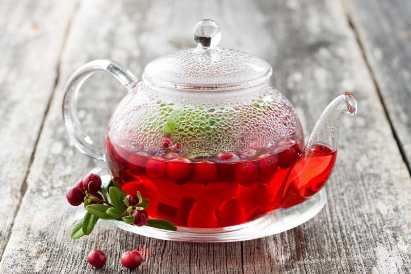 Berry Tea in Glass Teapot, Closeup Stock Image - Image of beverage ...