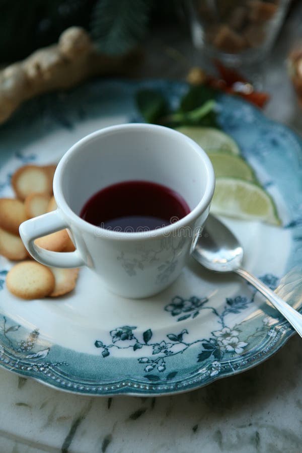 Berry Tea with Lime and Biscuits Stock Photo - Image of table, berry ...