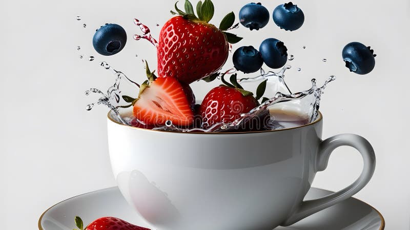 Berry Tea Slap with Fruit and Berries in a Cup Stock Photo - Image of ...