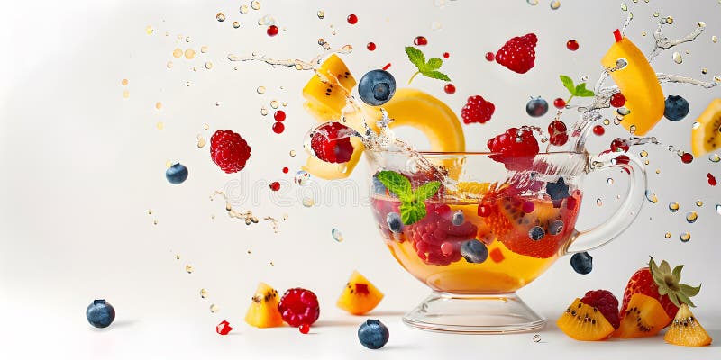 Berry Tea Slap with Fruit and Berries in a Cup Stock Photo - Image of ...