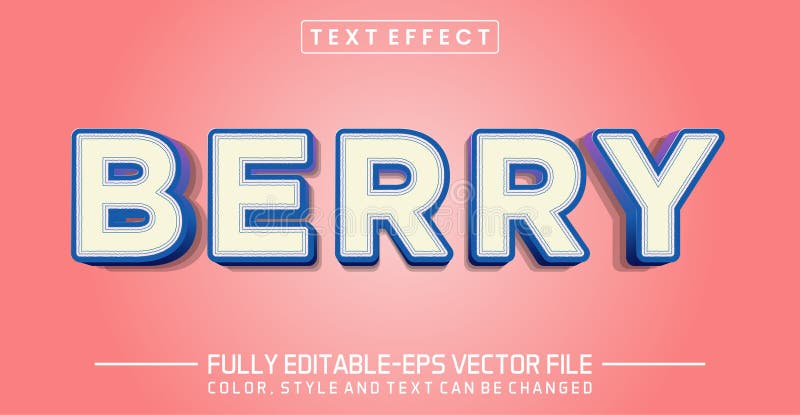 Berry Text 3d Editable Style Effect Stock Illustration - Illustration ...