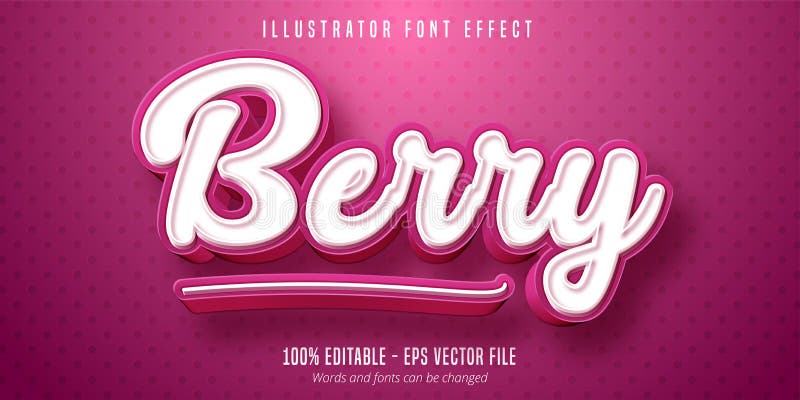 Berry Text, 3d Pastry Style Editable Font Effect Stock Vector ...