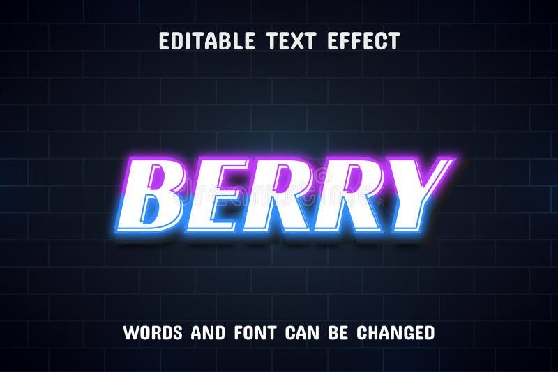 Berry Text - Neon Text Effect Editable Stock Vector - Illustration of ...