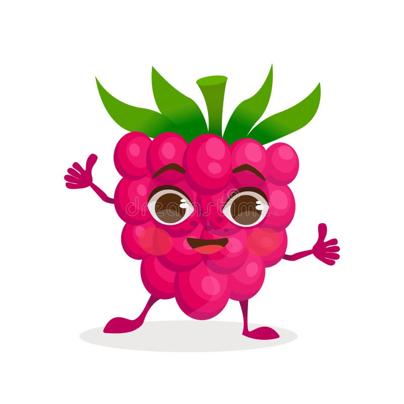 Berry Vector Cartoon Character - Raspberry. Stock Vector - Illustration ...