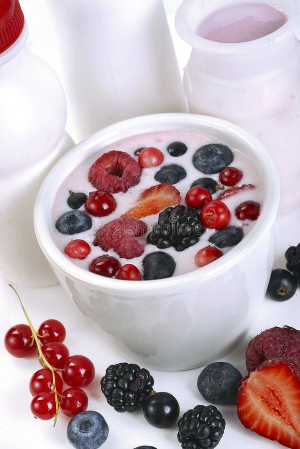 Berry yogurt with berries stock photo. Image of strawberries - 37849664