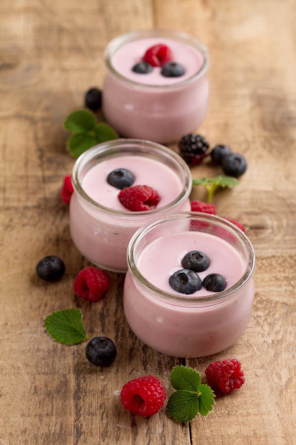Berry Yogurt with Fresh Berries Stock Image - Image of meal, milk: 70117409