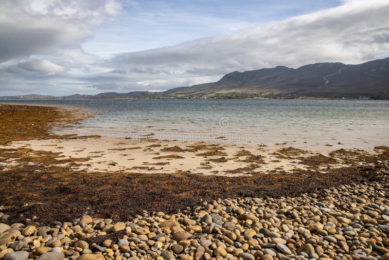 Bertra Beach with Croagh Patrick Mountain Stock Image - Image of sand ...