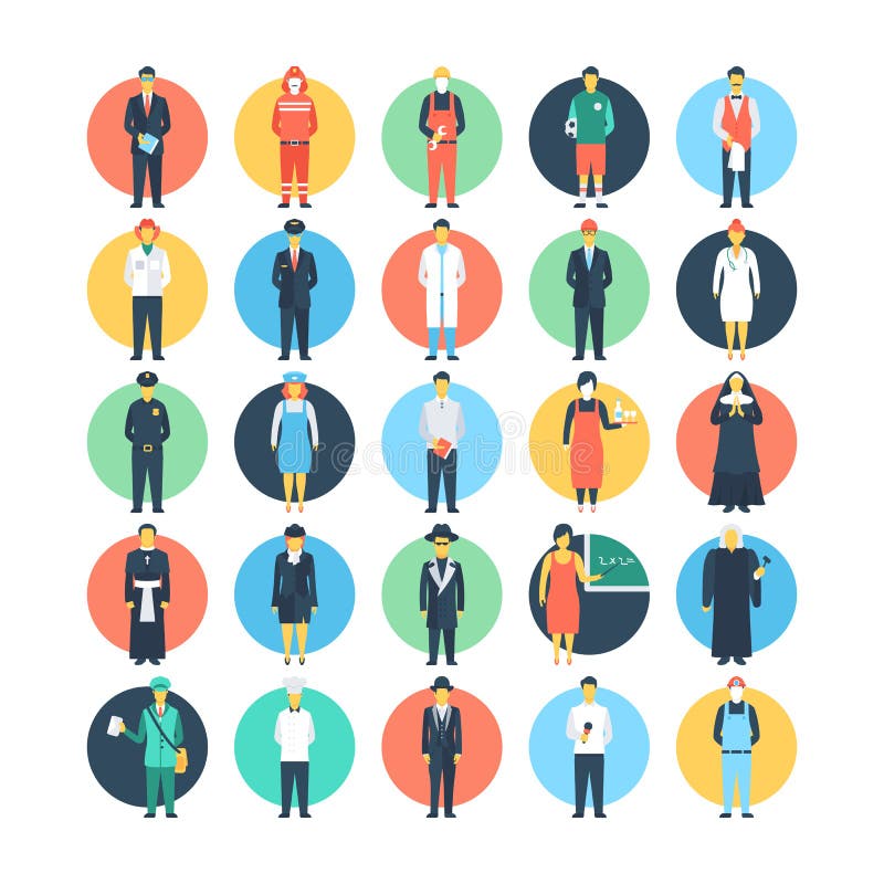 Berufe Farbige Vektor-Ikonen 1 Stock Abbildung - Illustration von ...