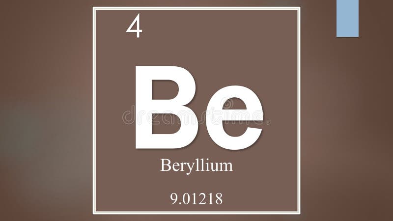 Beryllium Chemical Element Symbol on Brown Simple Background Stock ...