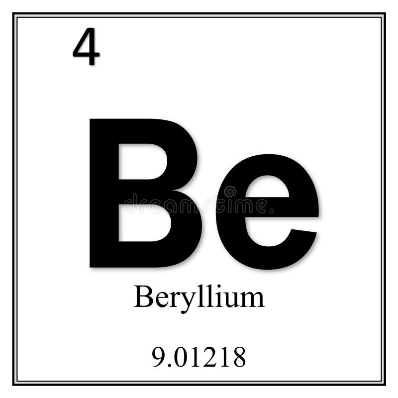 Beryllium Chemical Element Symbol on White Background Stock ...