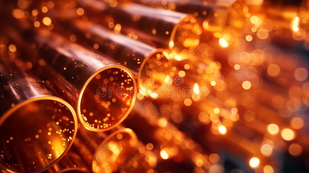 Beryllium Copper Pipes Background, Blurred Backdrop Features More ...
