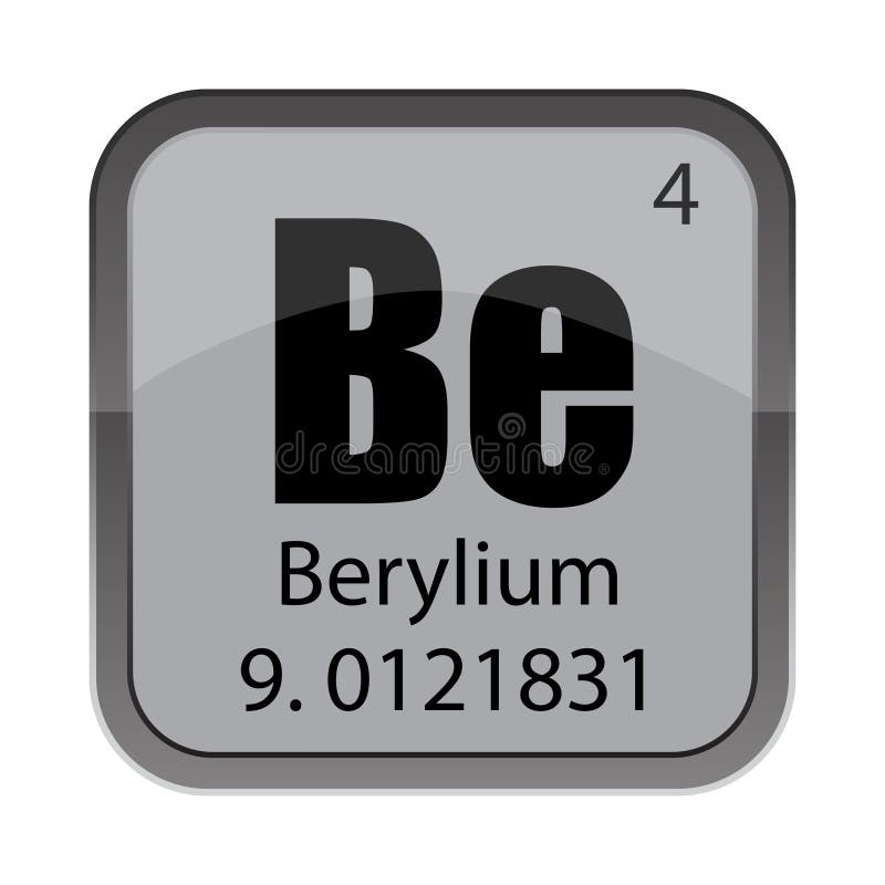 Beryllium Element Vector. Symbol Be Sample. Number 4 Four. Mass 9. ...