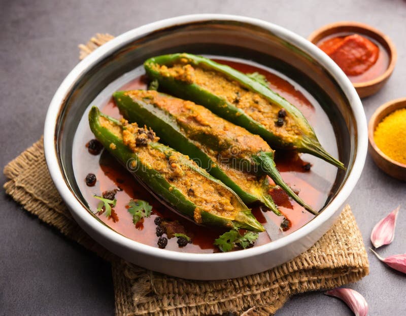 Indian Lunch Food Besan Mirchi Stock Illustration - Illustration of ...