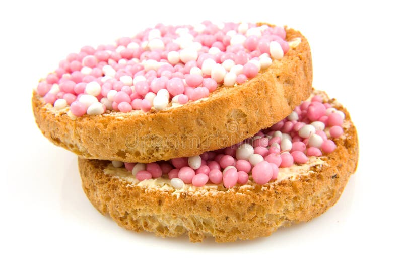 Beschuit met roze muizen stock afbeelding. Image of nederlands - 11568883