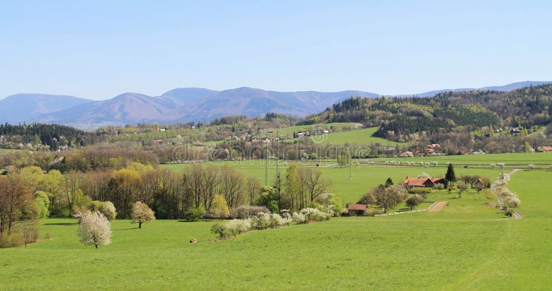 Beskydy Mountains in Spring Stock Photo - Image of trees, fields: 70691886