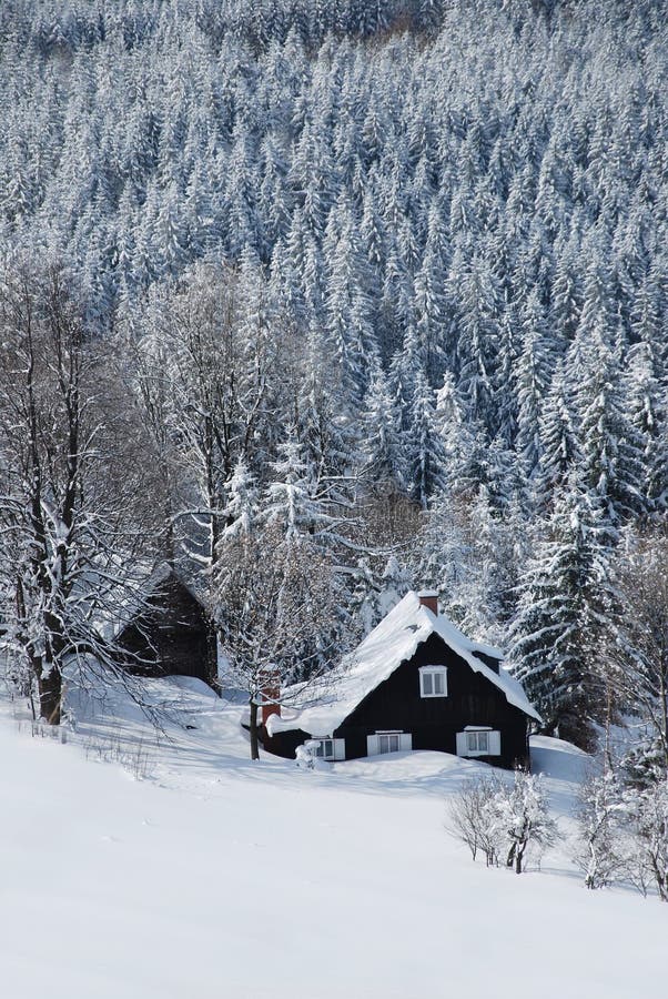 Beskydy winter country stock image. Image of lodge, cottage - 8282931