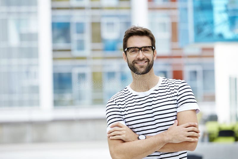 Bespectacled and Confident Man Stock Photo - Image of person, adult ...