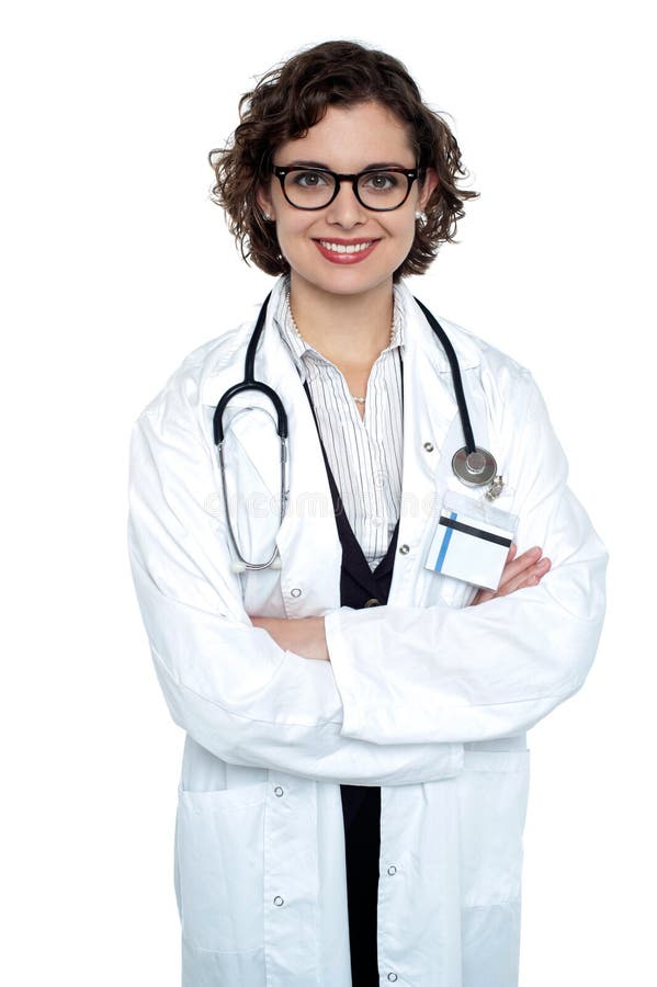 Bespectacled Lady Doctor Posing Confidently Stock Photo - Image of ...