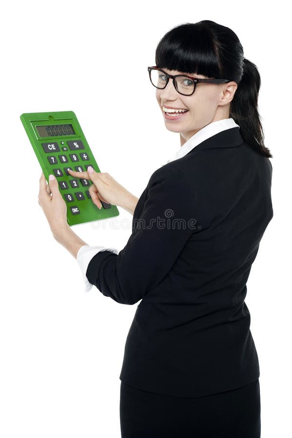 Bespectacled Woman Turning Back Stock Photo - Image of employee ...