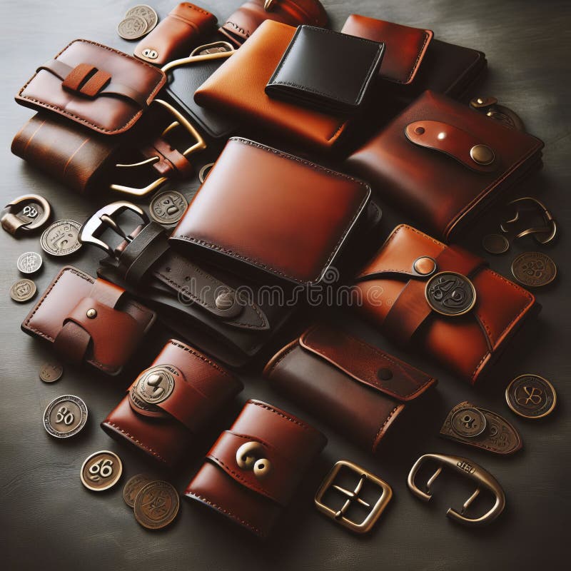 Bespoke Leather Wallets and Belts Stock Image - Image of bespoke, item ...