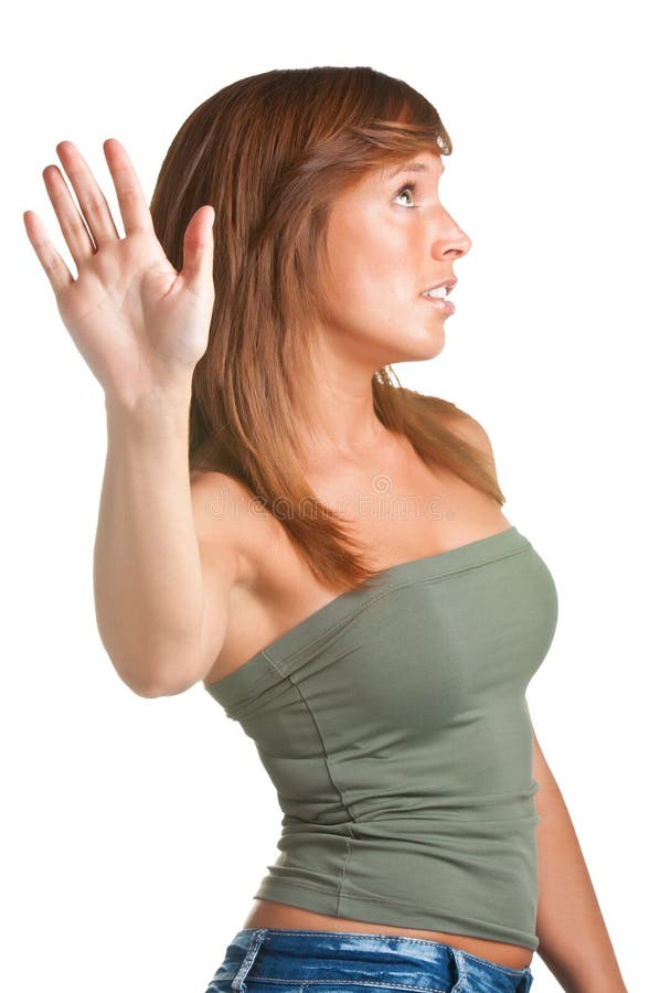 Vrouw Met Slechte Houding Die Bespreking Geven Aan Het Handgebaar Met ...