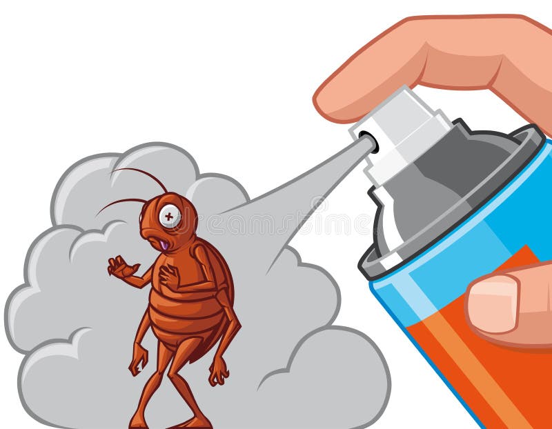 Insecticide Spuiten Op Een Kakkerlak Stock Illustratie - Illustration ...
