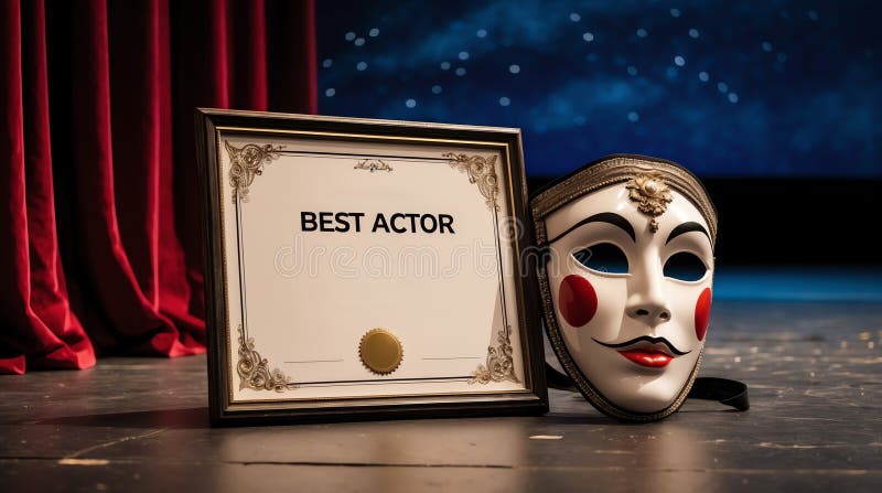 Best Actor Certificate with Dramatic Mask on Stage Set in Theater ...