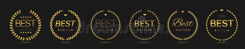 Best Actor Grey Laurel Wreath Label Set Stock Vector - Illustration of ...