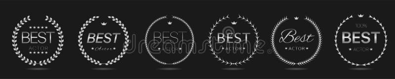 Best Actor Grey Laurel Wreath Label Set Stock Vector - Illustration of ...