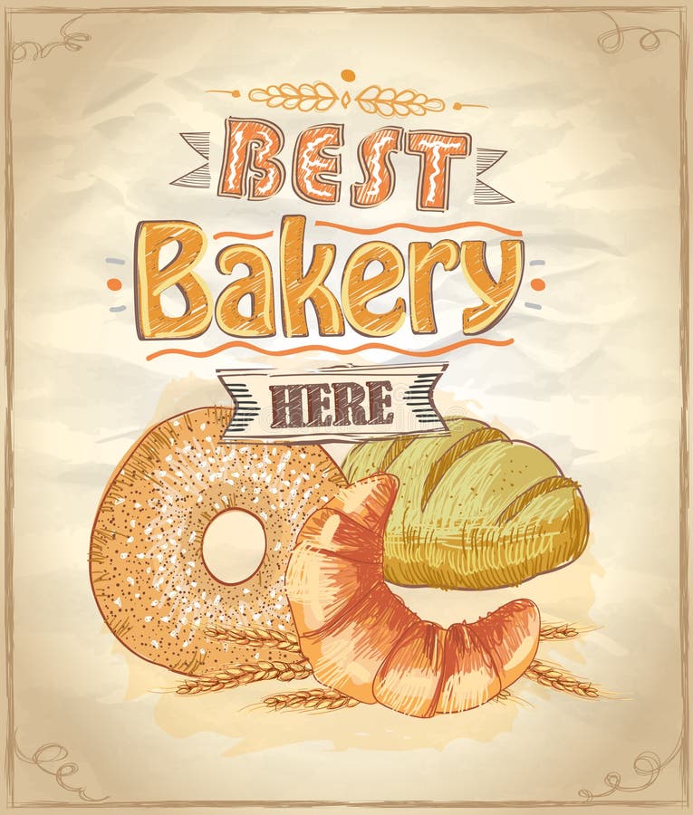 Best Bakery Here Poster Concept Stock Vector - Illustration of meal ...