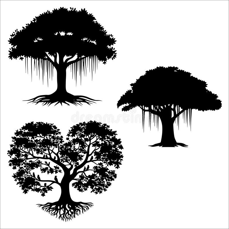 Best Banyan Tree Silhouette Vector Illustration Stock Vector ...