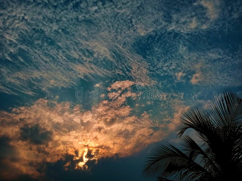 The Best Beautiful Cloudy Sun Set Nature in Sky. Stock Photo - Image of ...