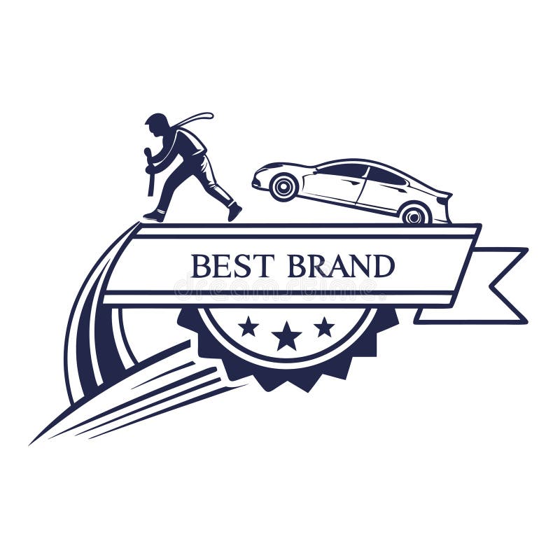 Best Brand Logo with Car and Worker Illustration Stock Vector ...