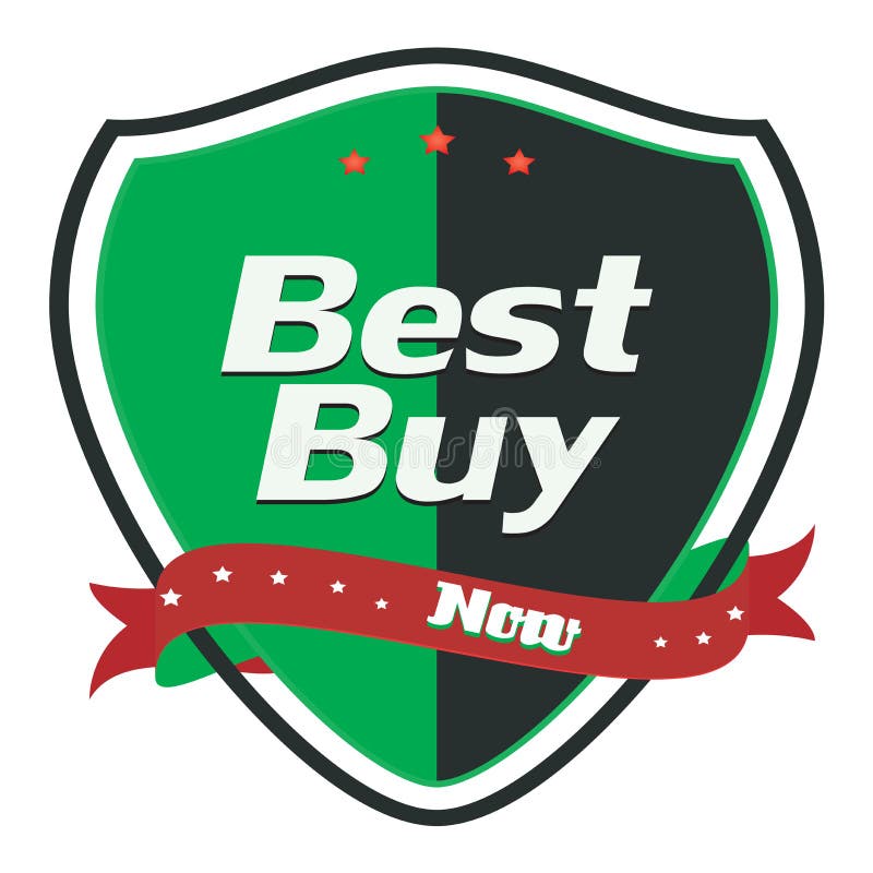 Best Buy Now Green Shield Logo Style Sticker. Stock Illustration ...