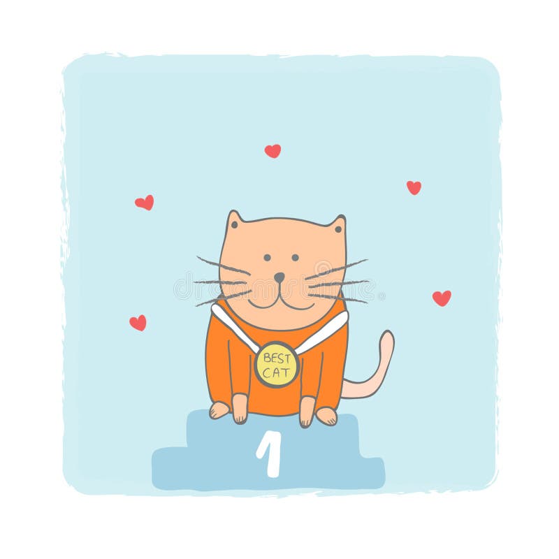 Best Cat Card, Vector Illustration Stock Vector - Illustration of ...