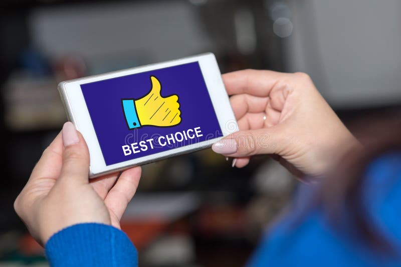 Best Choice Concept on a Smartphone Stock Photo - Image of sale, hand ...