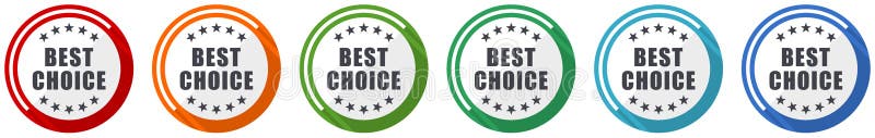 Best Choice Icon Set, Flat Design Vector Illustration in 6 Colors ...