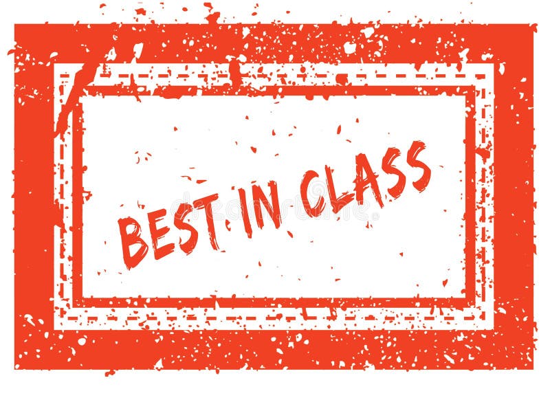 BEST in CLASS on Orange Square Frame Rubber Stamp with Grunge Texture ...
