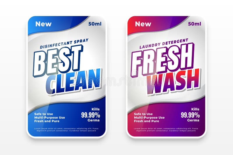 Laundry Detergent Labels and Stickers Set Stock Vector - Illustration ...