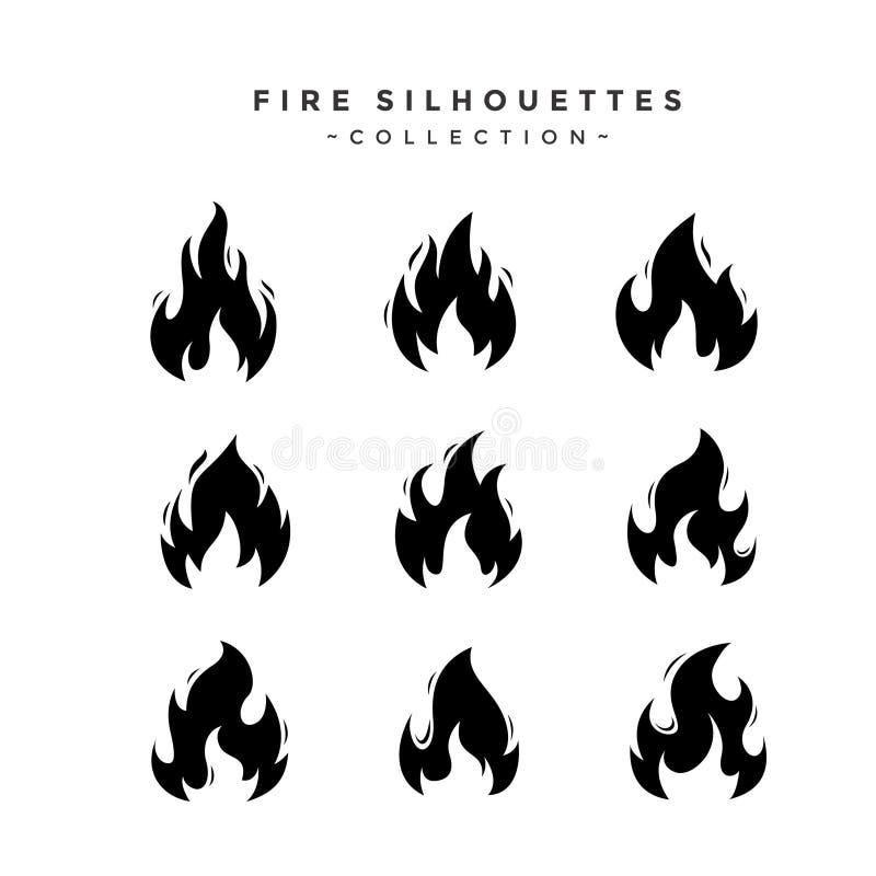 Collection of Fire Silhouettes Vector Design Stock Vector ...