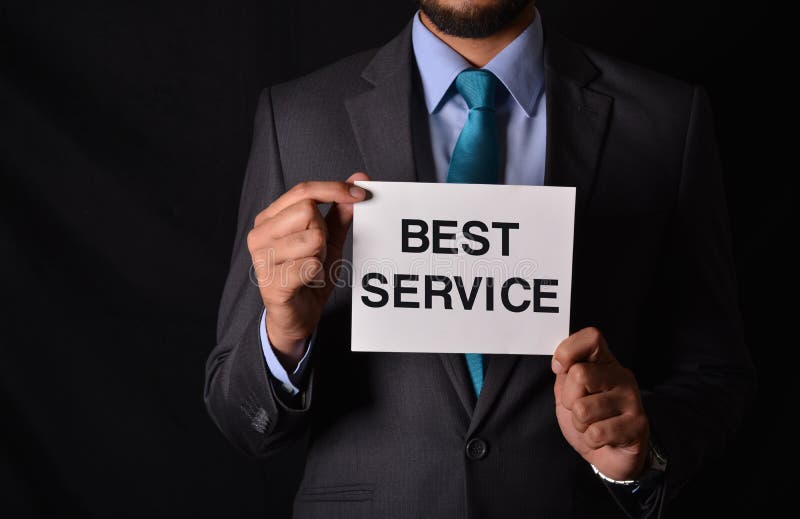 Best Customer Service - Professional Holding Sign in Hands Stock Image ...