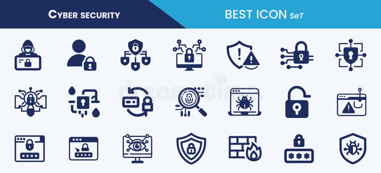 Best Cyber Security Icon Set Collection. Data Protection, User Access ...