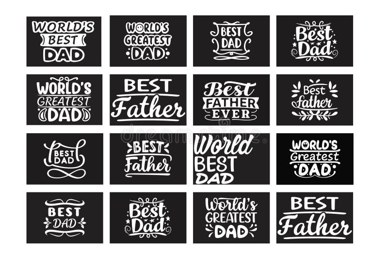Best Dad Typography Design Art Bundle Stock Illustration - Illustration ...