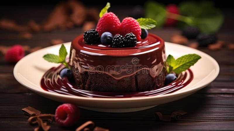 The Best Dark Chocolate Mousse, with Berries and Fruit Stock Photo ...