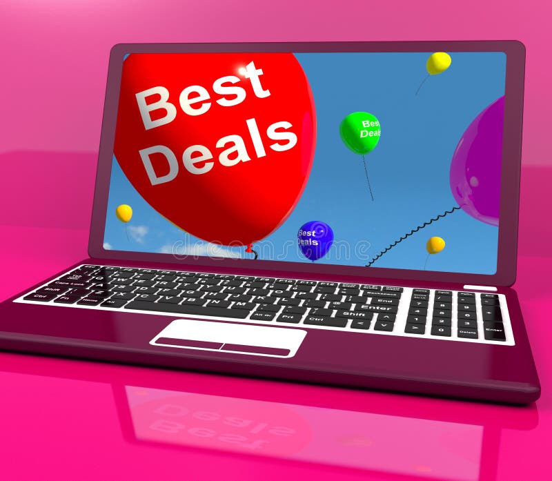 Best Deals Balloons on Computer Representing Discounts Online Stock ...