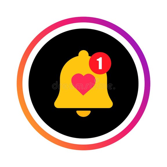 Instagram Notification Bell with Heart and New Notification Badge Stock ...